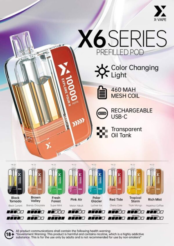 X-VAPE X6 POD & DEVICE 10,000 10ML – Vamos Vape Shop